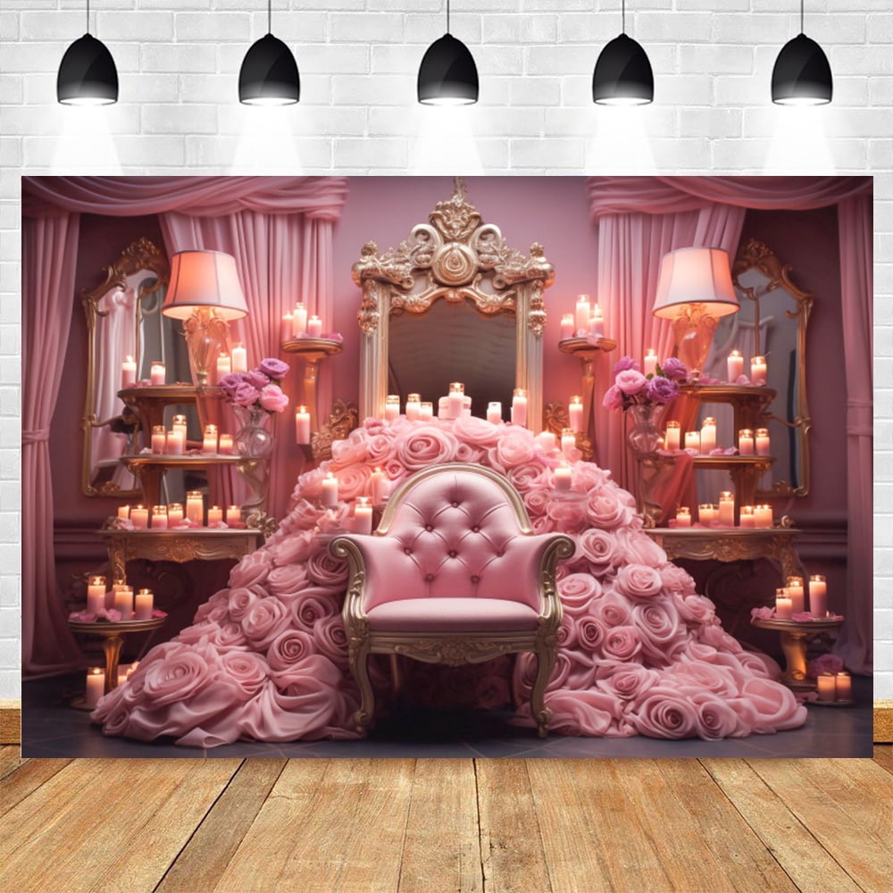 Valentine's Day Photography Backdrop Wood Door Glitter Rose Flower Love ...