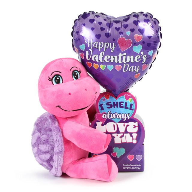 Valentine's Day Pink Turtle Plush Toy with Chocolate Candy Gift, by Way ...