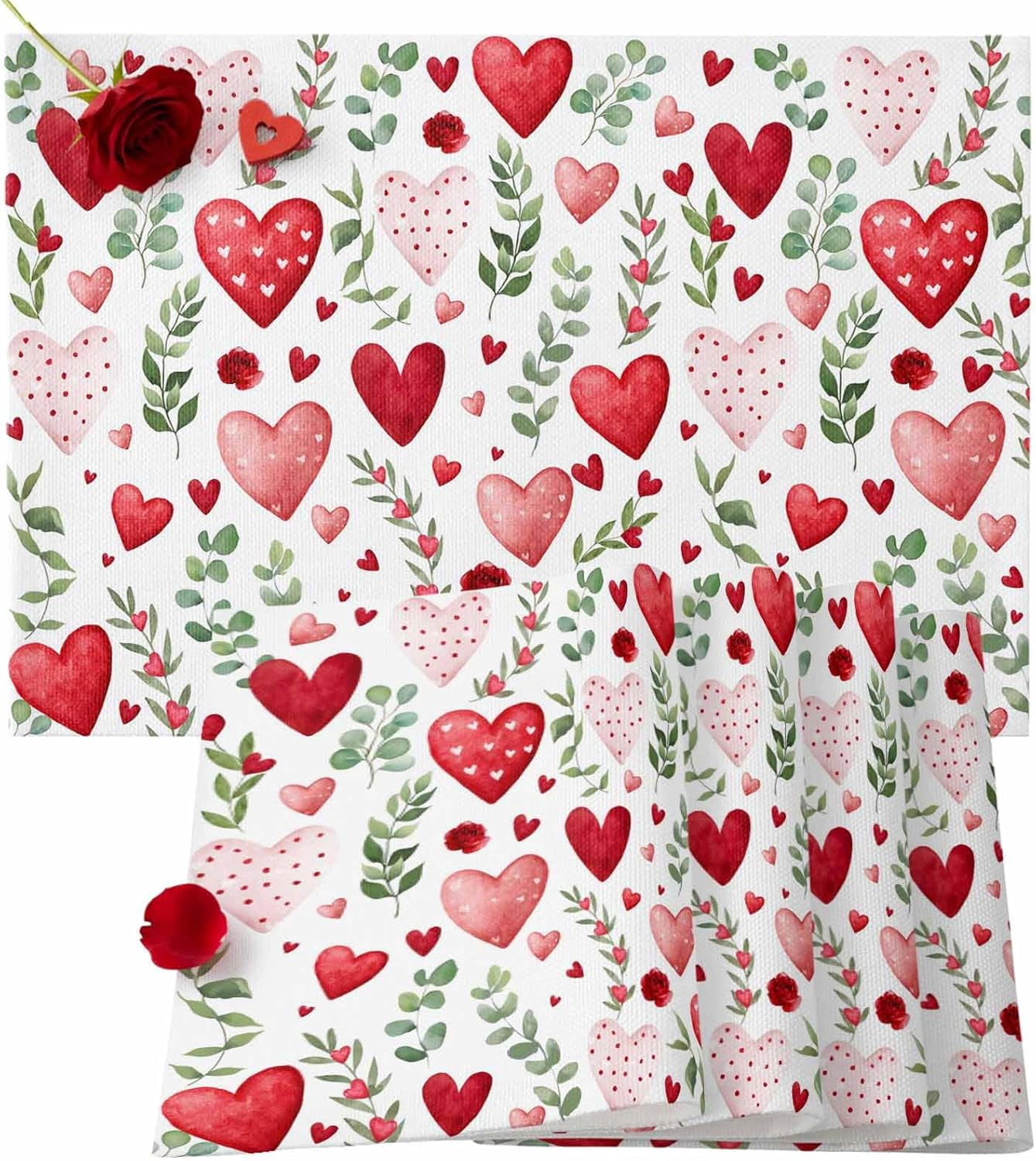 Valentine''s Day Placemats Set of 6, Pink Love Heart Placemat for ...