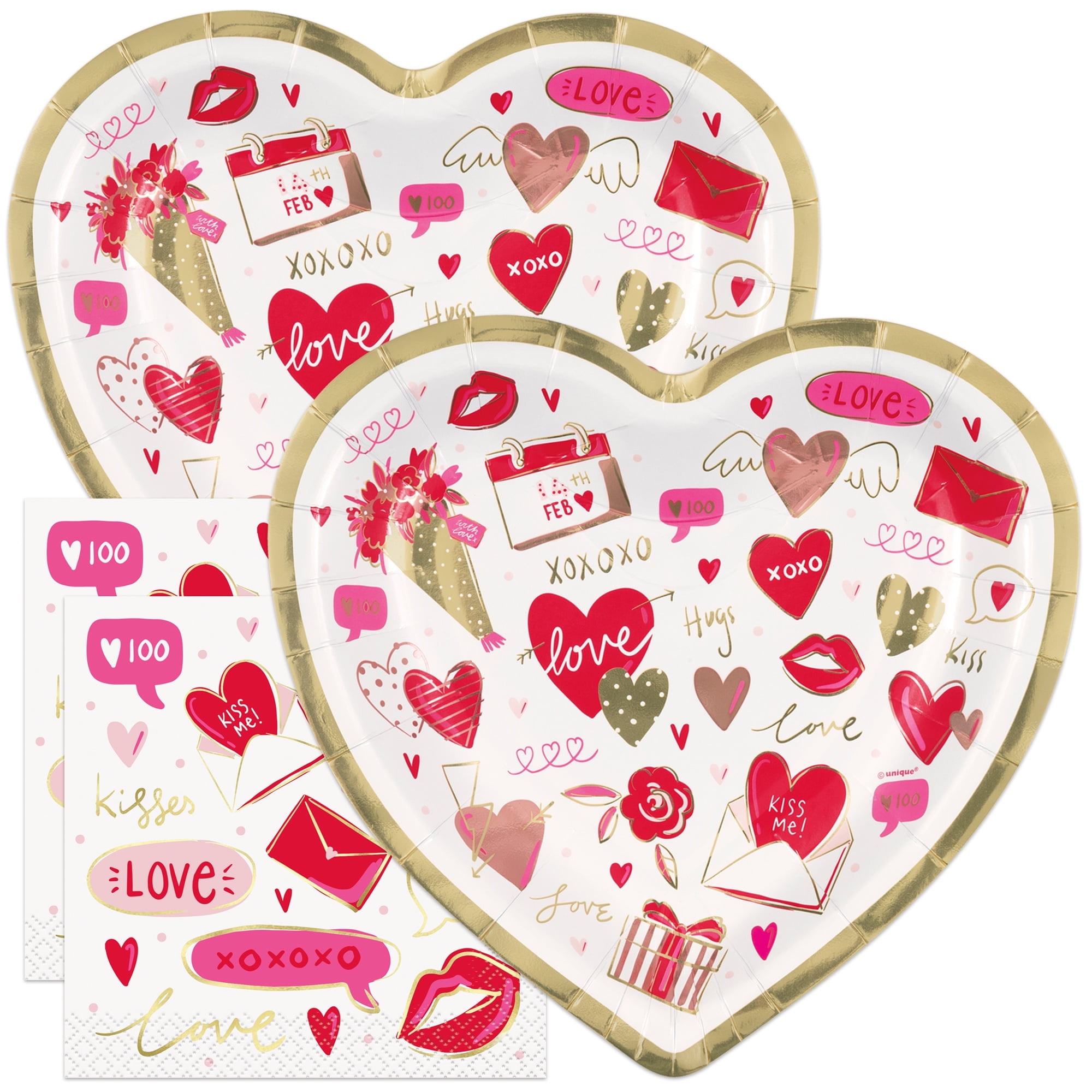 Valentine's Day Plates and Napkins - Serves 16 - Walmart.com