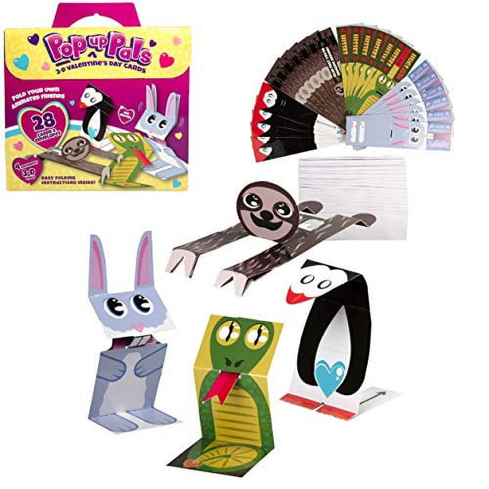 Valentine's Day Pop-Up Pals 3D Animated Cards (28 Pack+Envelopes ...