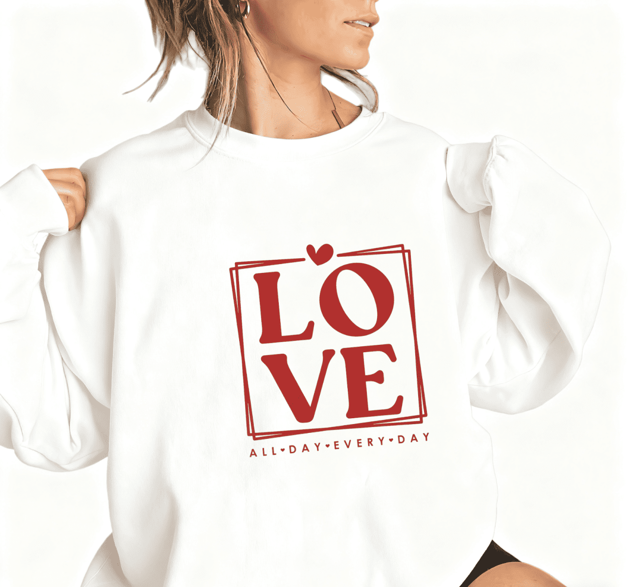 Valentine's Day Red Bold Love Graphic Tees Casual T Shirt Block Letter ...