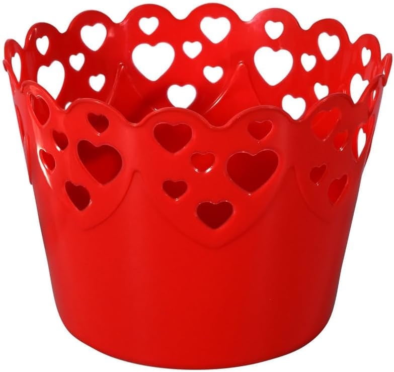 Valentine's Day Red Heart Scalloped Plastic Buckets 6.125x8.25 in ...