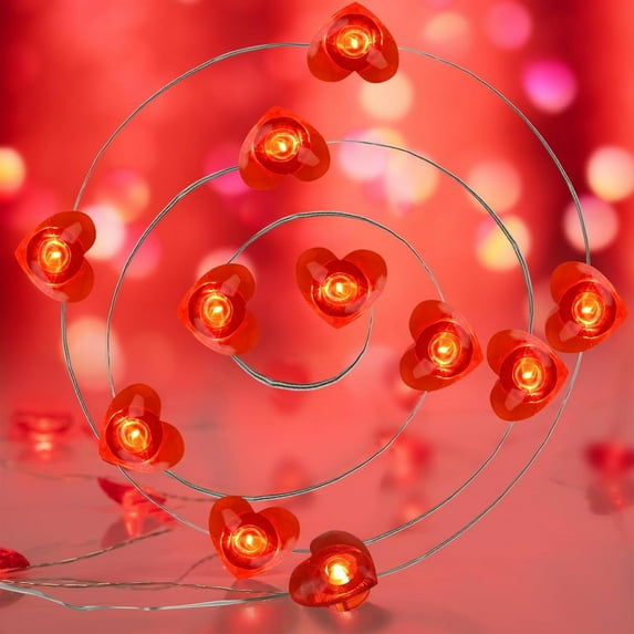 Valentine's Day Red Love Heart Shaped Fairy String Lights Battery ...