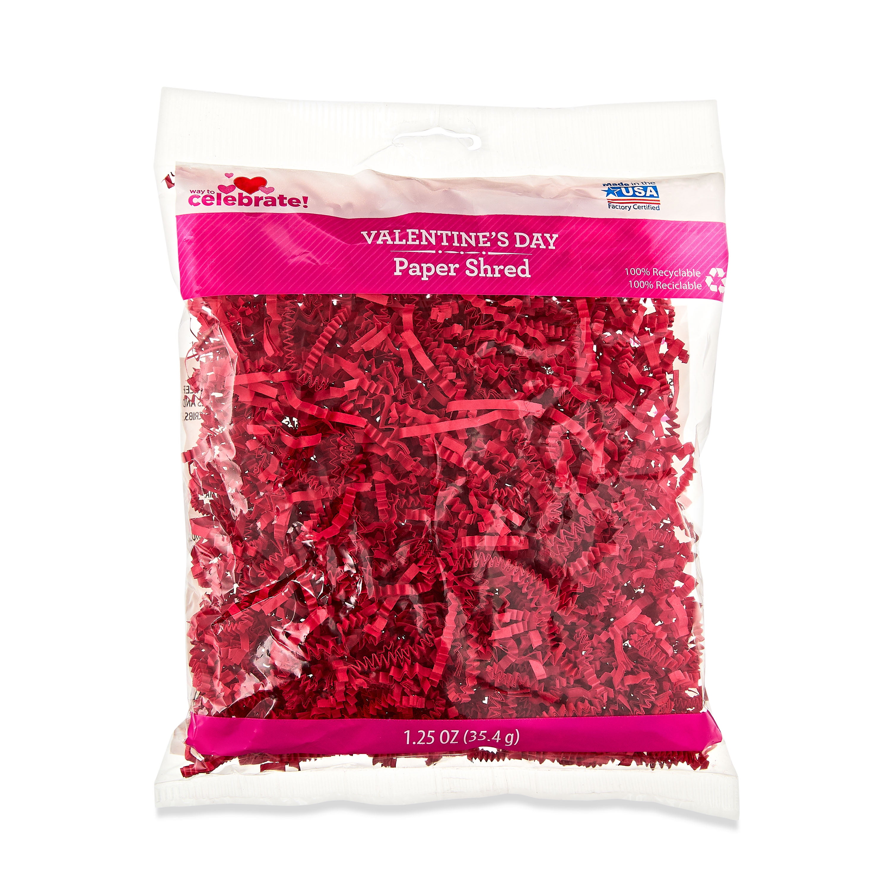 Valentine's Day Red Paper Shred, 1.25 oz, by Way To Celebrate - Walmart.com