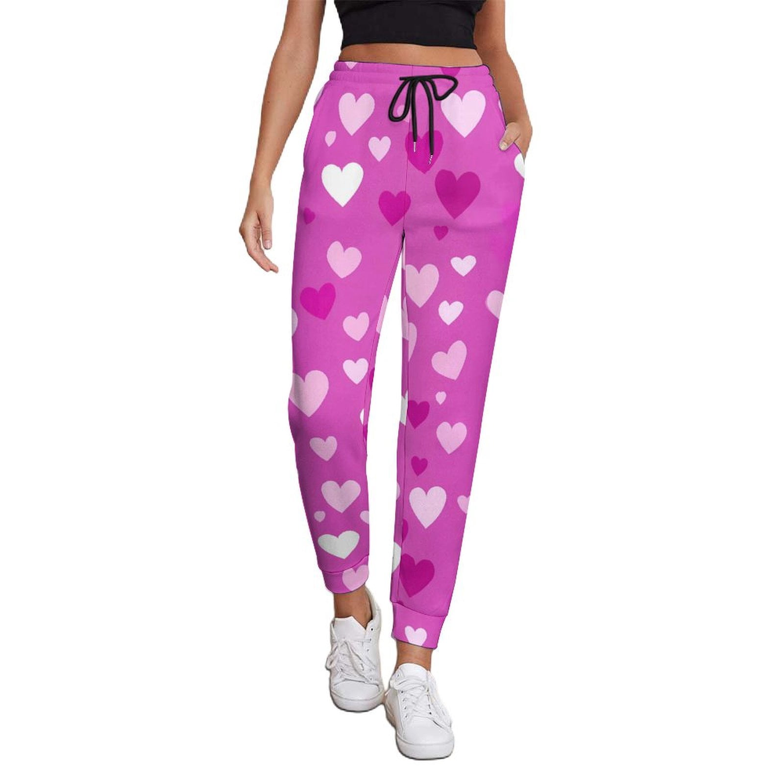 Valentine's Day Red Pink Love Heart Sweatpants for Womens High Waisted ...