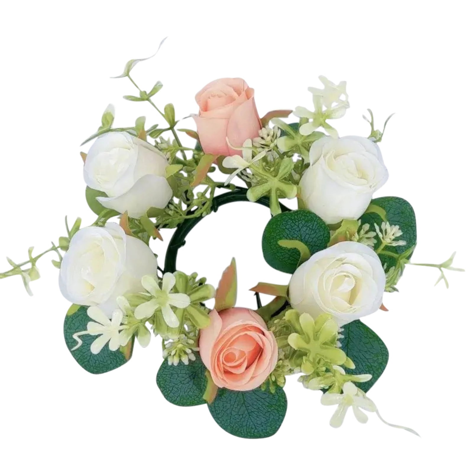 Valentine's Day Red Rose Candle Rings Wreaths Artificial Flowers with ...