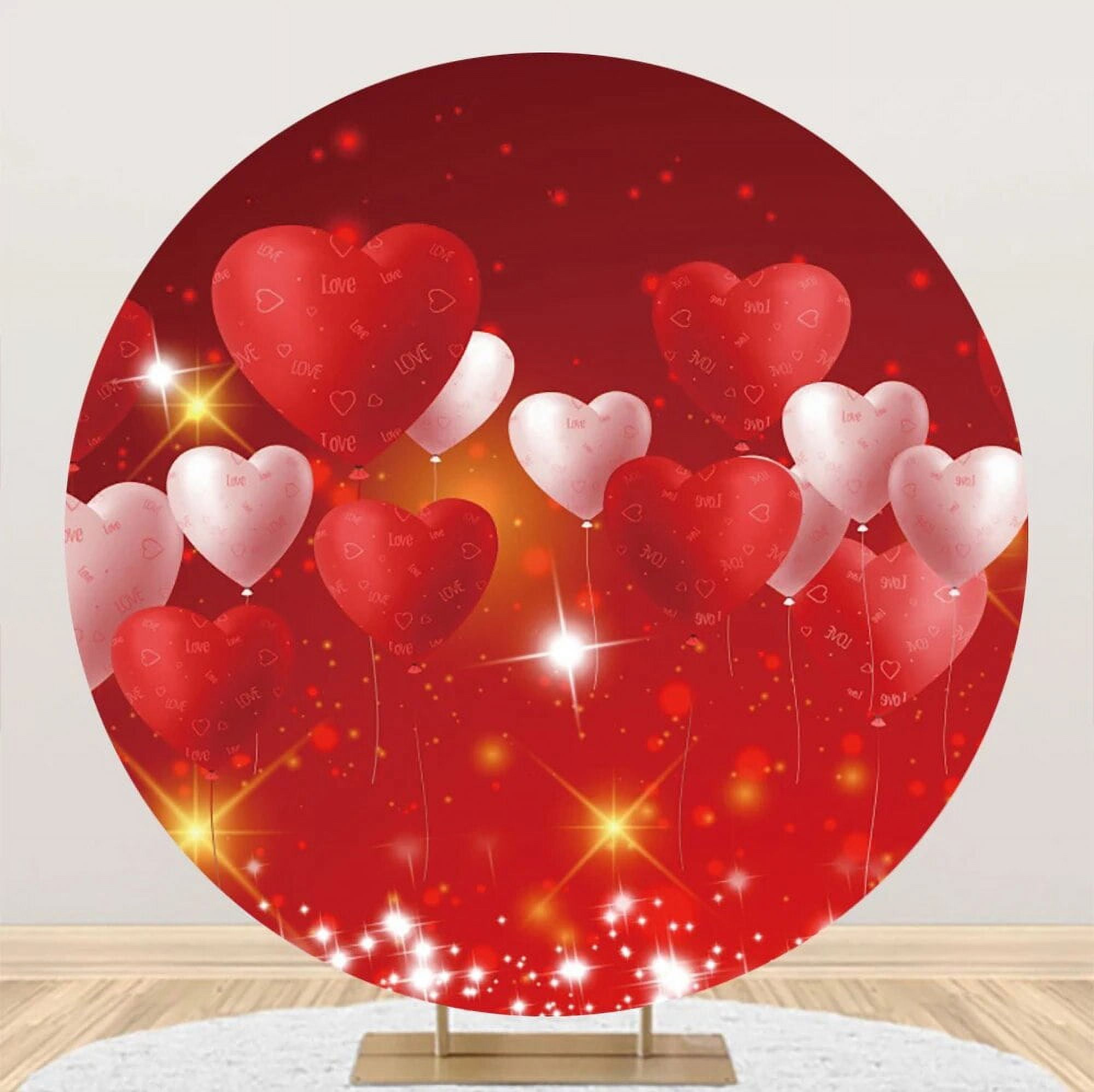 Valentine's Day Red Rose Love Heart Round Photography Backdrops Wedding ...