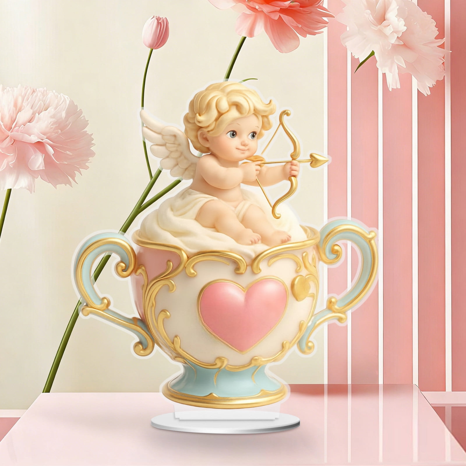 Valentine's Day Romantic Tea Cup Figurine Decorative Gift for Lover ...