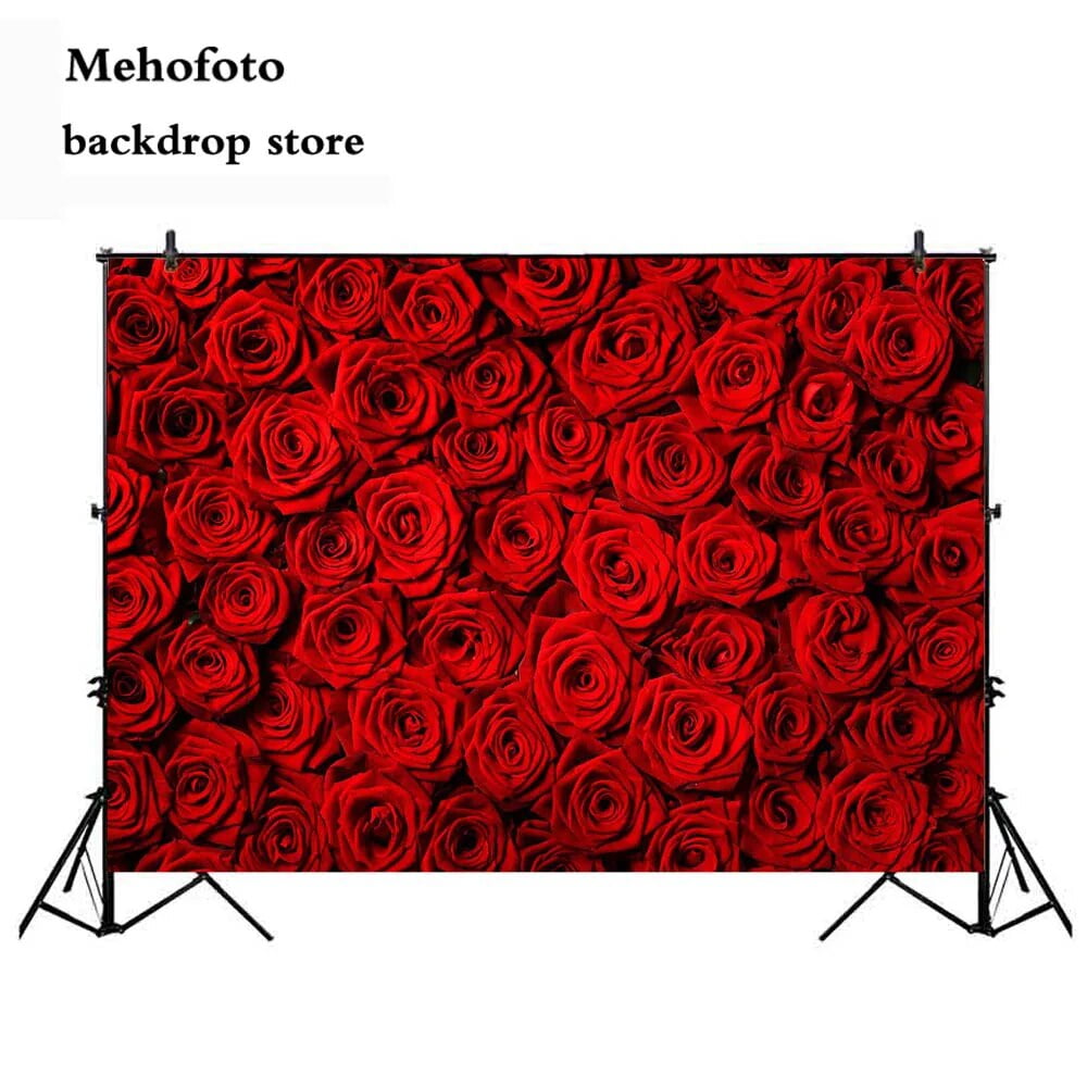 Valentine's Day Rose Wall Background Photo Shoot Red Rose Wedding ...