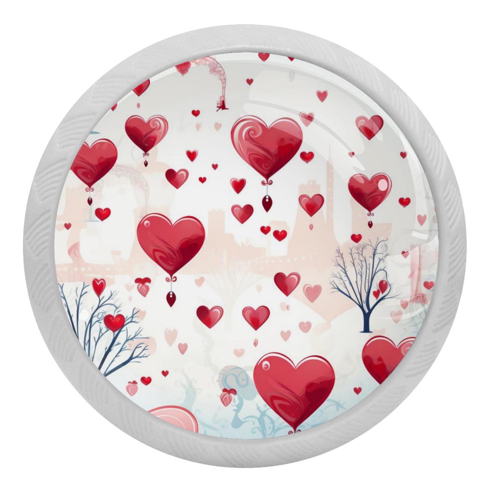 Valentine's Day Round Glow-in-the-Dark Cabinet Knobs with Screws - 4 ...