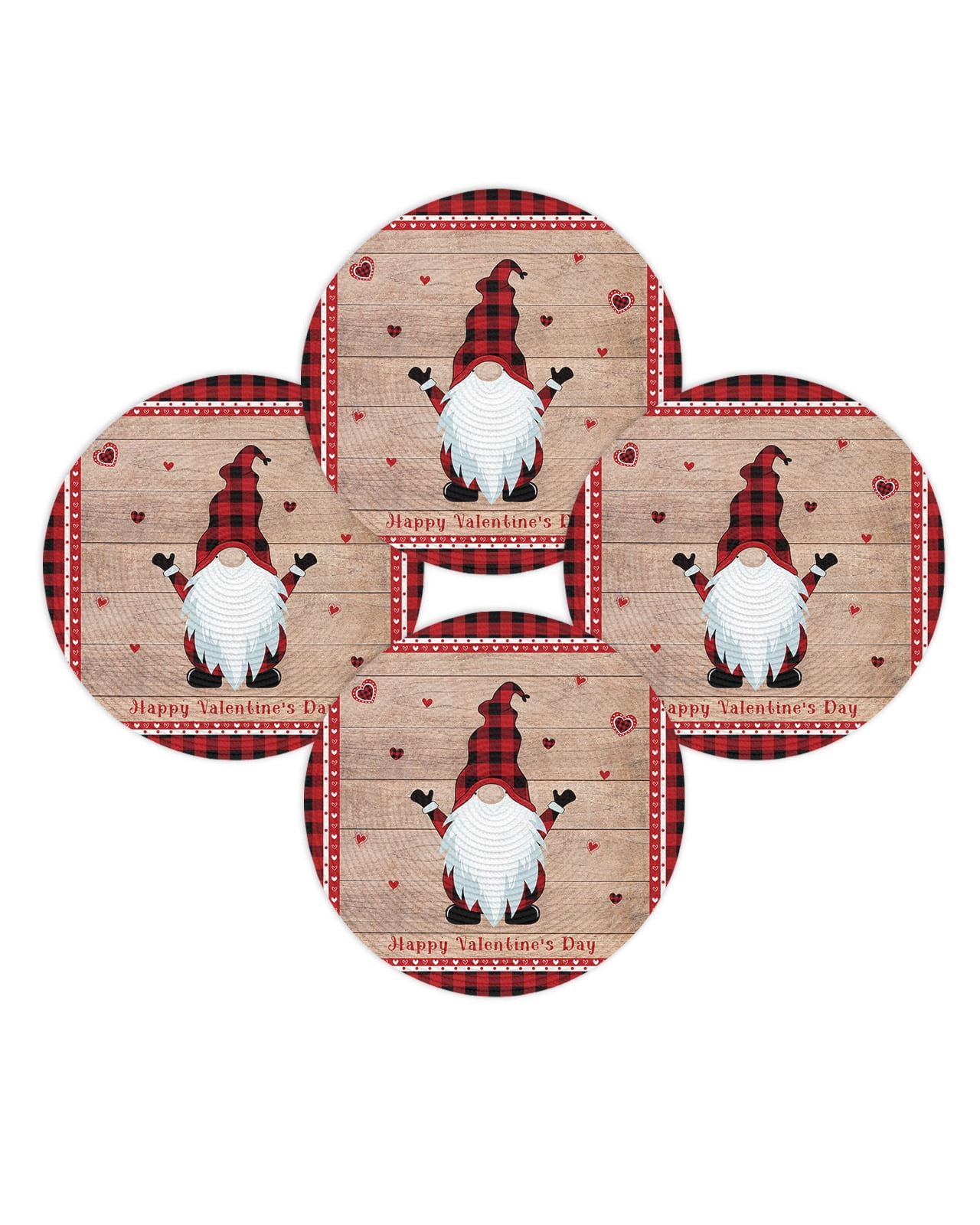 Valentine's Day Round Placemats Set of 4 Gnome Love Heart Place Mats ...
