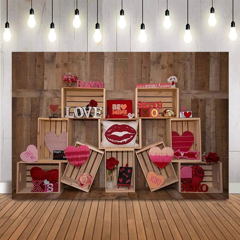 Valentine's Day Rustic Wood Photo Shoot Backdrop for Photography Studio ...
