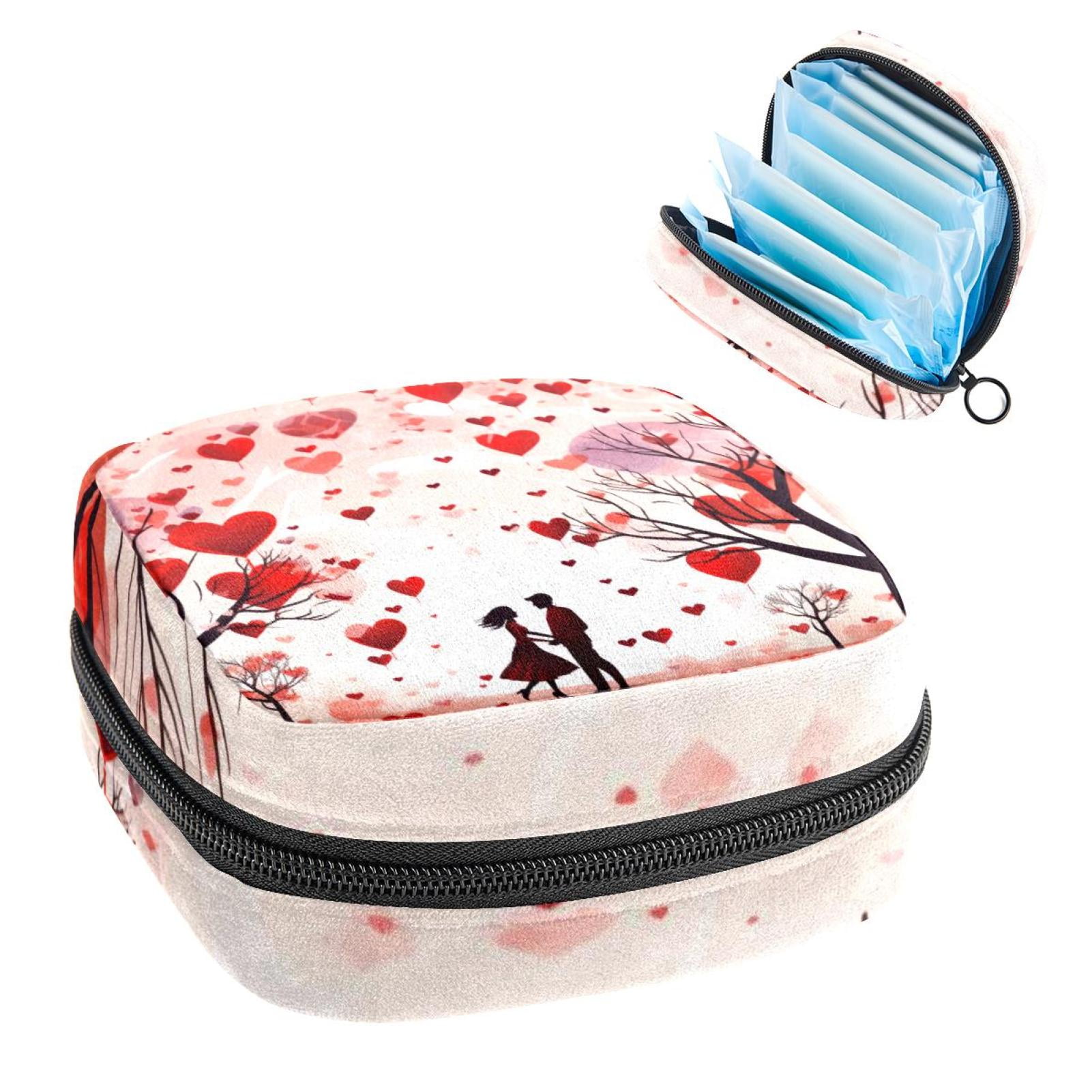 Valentine's Day Sanitary Napkin Pouch Bag with Plush Fabric, Sponge ...