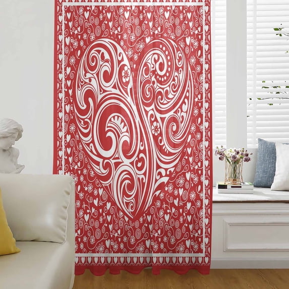 Valentine's Day Semi Sheer Curtains Drapes for Living Room, Bedroom ...