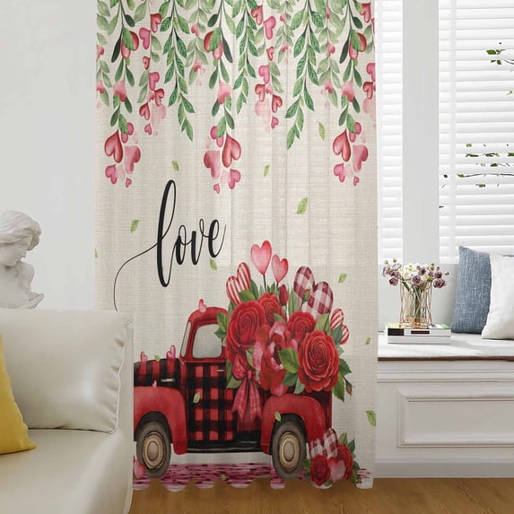 Valentine's Day Semi Sheer Curtains Drapes for Living Room,Bedroom ...