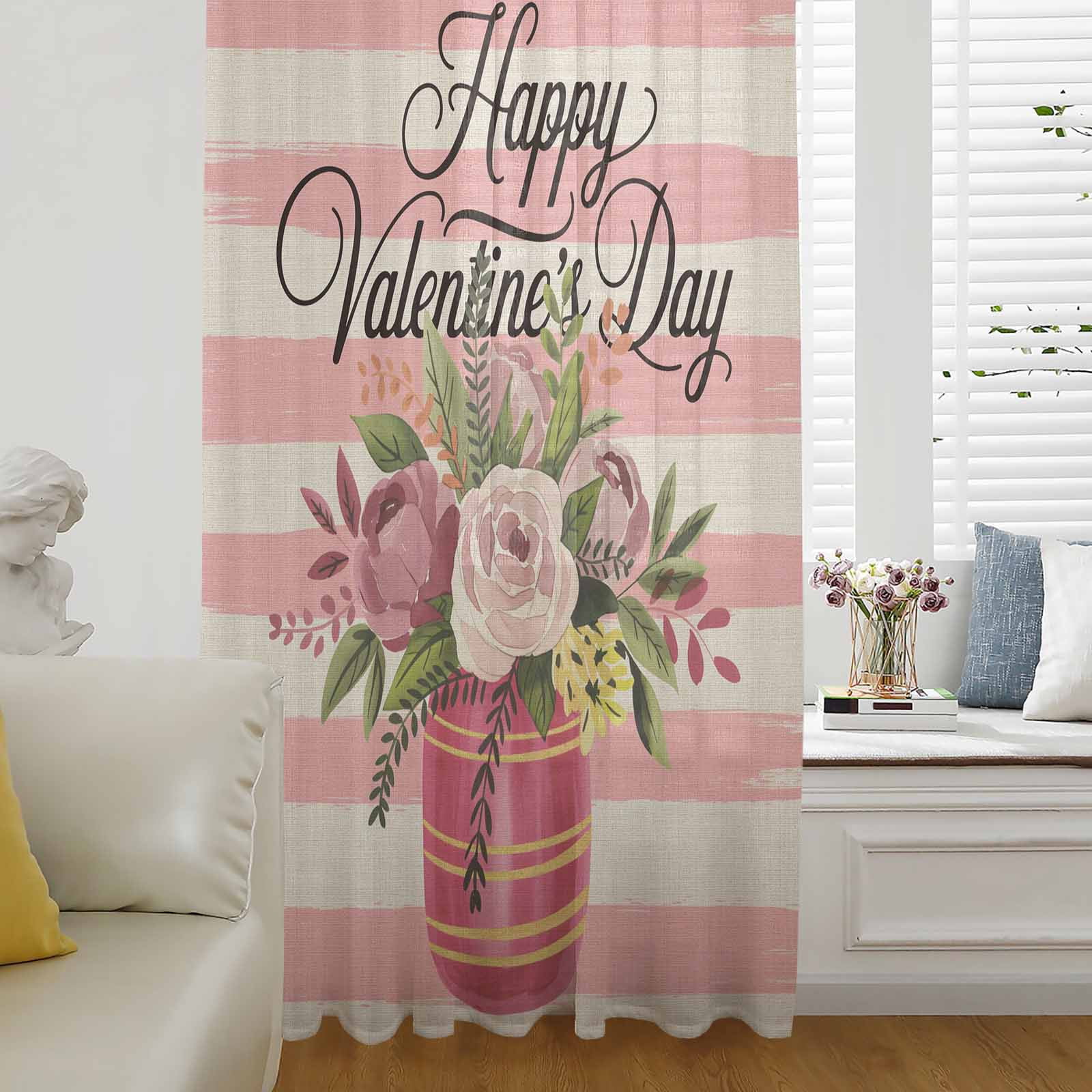 Valentine's Day Semi Sheer Curtains Drapes for Living Room,Bedroom ...