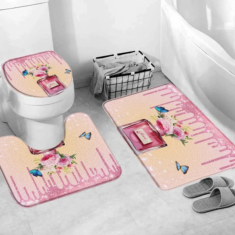 Valentine's Day Shower Curtain Rose High Heels Lipstick Perfume Bottle ...