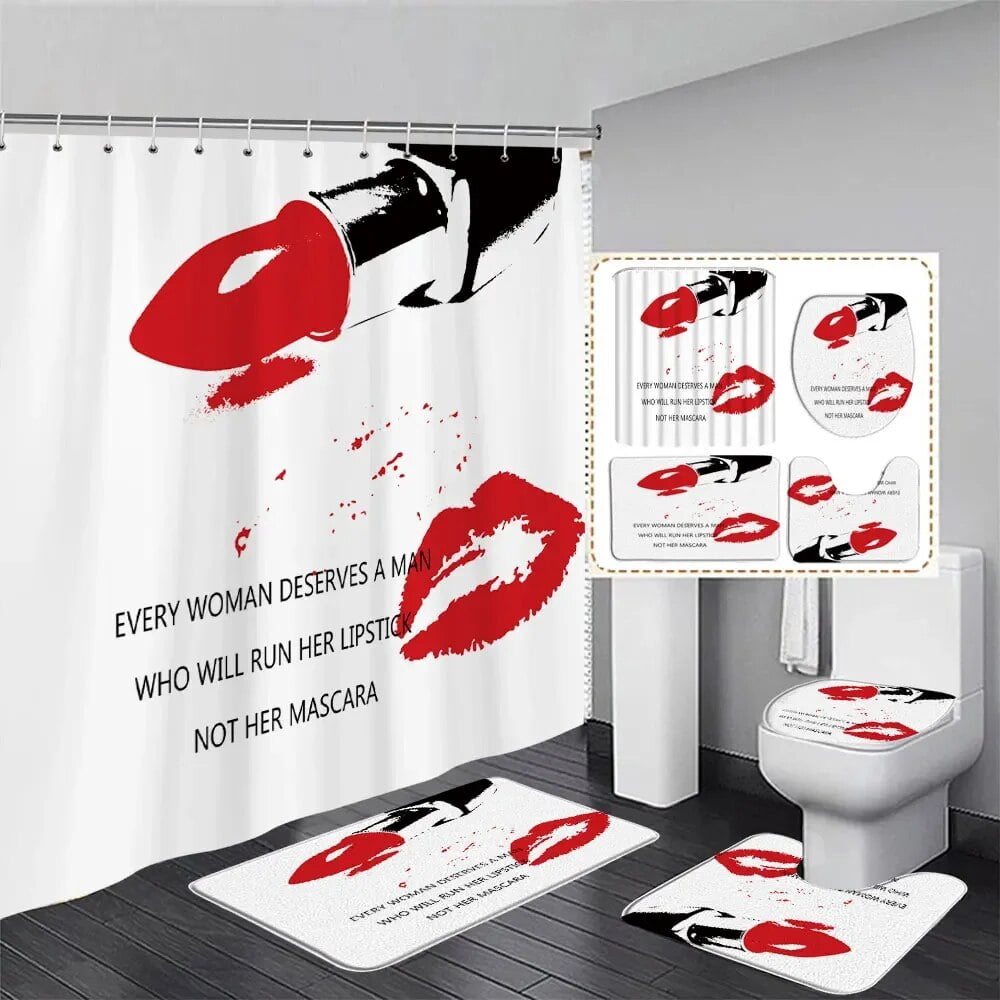 Valentine's Day Shower Curtain Rose High Heels Lipstick Perfume Bottle ...