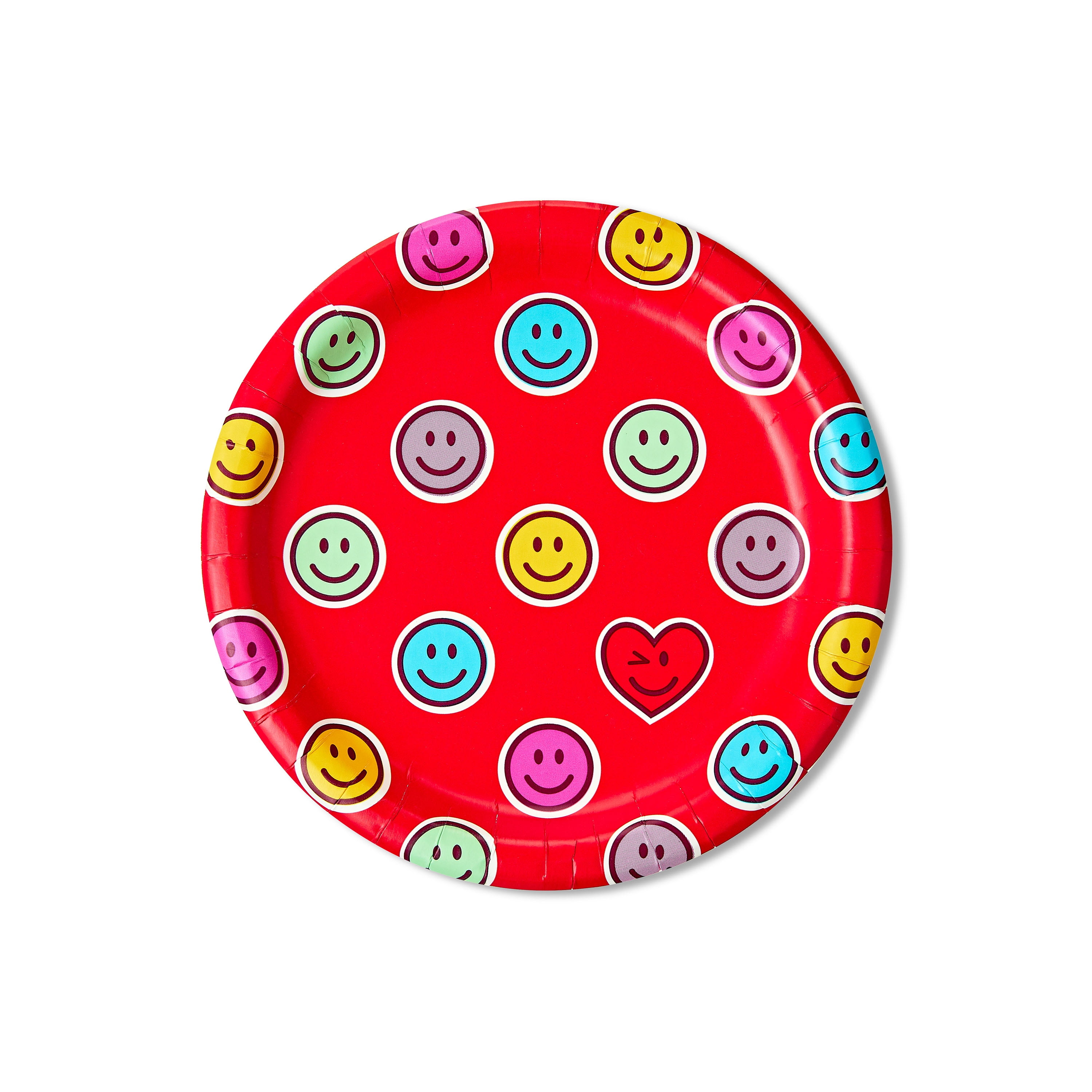 Valentine's Day Smiley Face Disposable Paper Plates, Multicolor, 6.87 ...