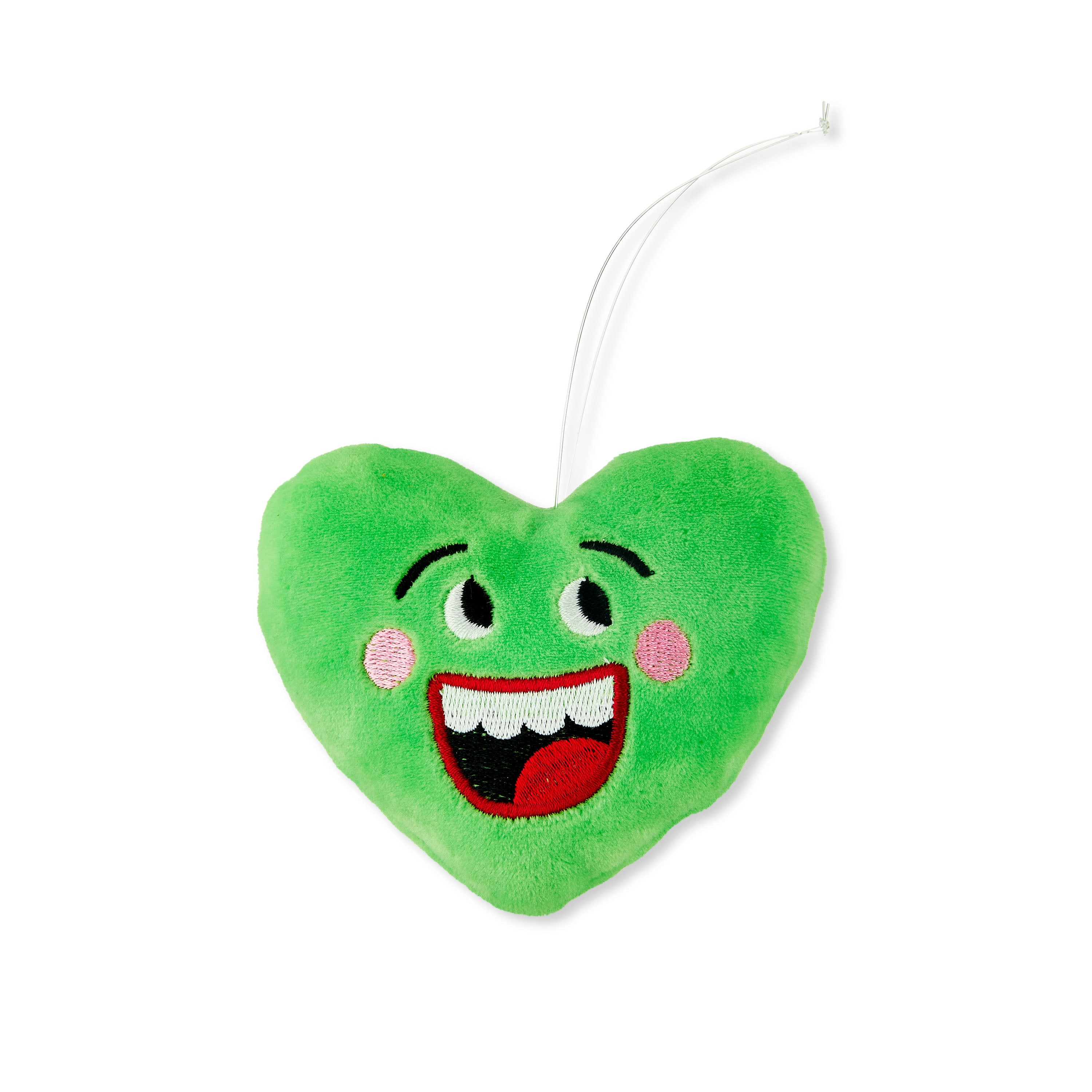 Valentine's Day Smiley Green Heart Plush Ornament, 3.75 in, by Way To ...