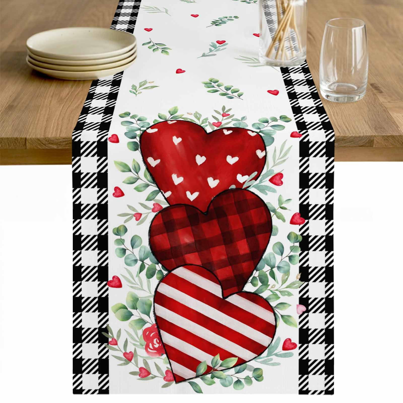 Valentine's Day Table Runner - 108 Inch Long Red Heart Eucalyptus ...