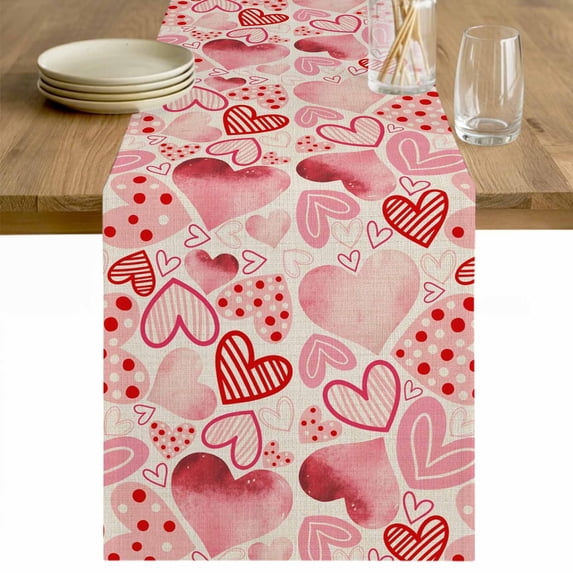 Valentine's Day Table Runner - 120 Inch Long Romantic Light Pink Loves ...