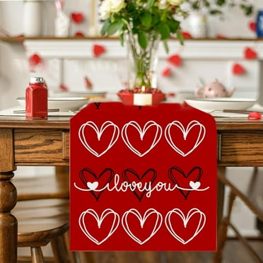 Eucalyptus Hearts Valentine's Day Table Runner, Holiday Kitchen Dining ...