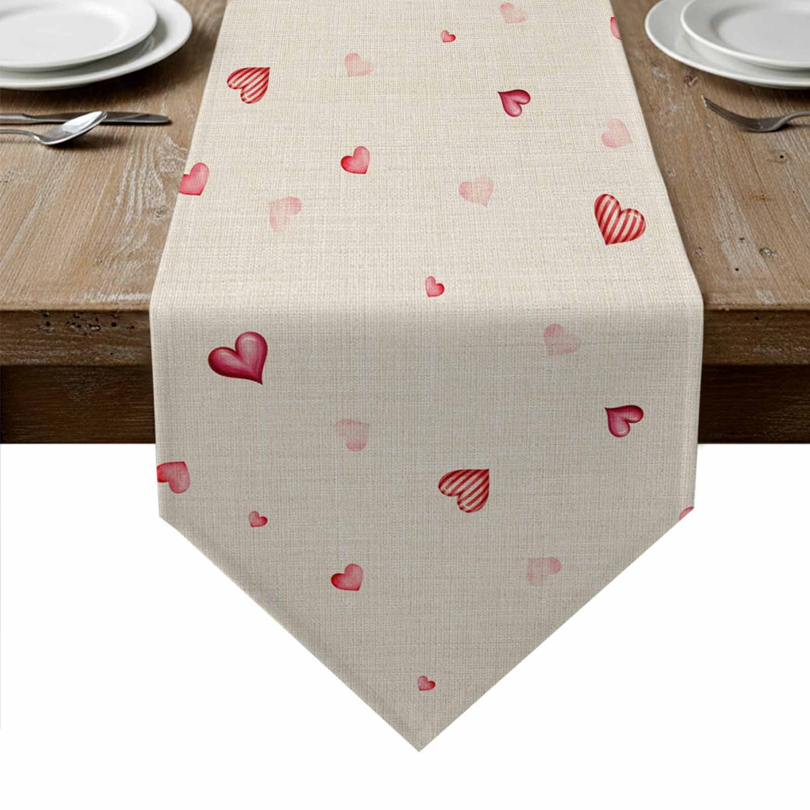 Valentine's Day Table Runner Linen Burlap Table Runner 72 Inches Long ...