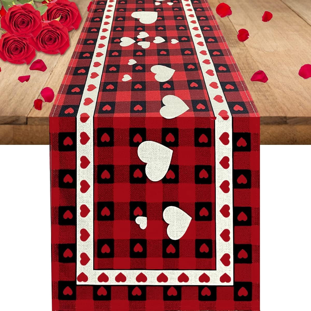 Valentine's Day Table Runner,Love Heart Burlap Rustic Anniversary ...