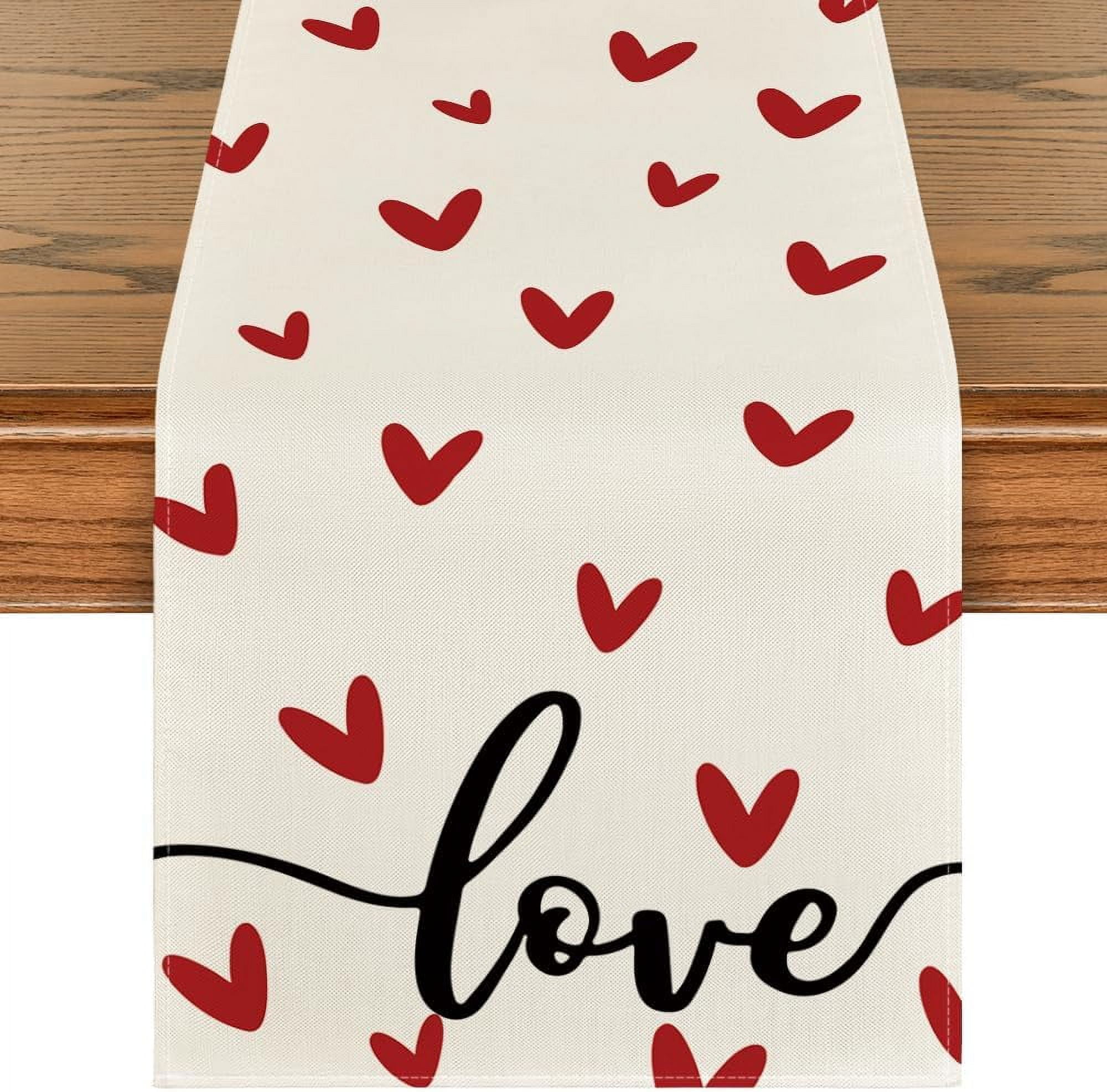 Valentine's Day Table Runner, Seasonal Anniversary Kitchen Dining Table ...