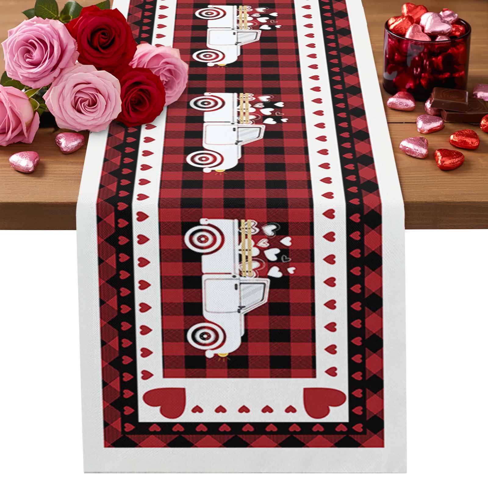 Valentine's Day Table Runner Truck With Heart Table Runners Red Buffalo ...