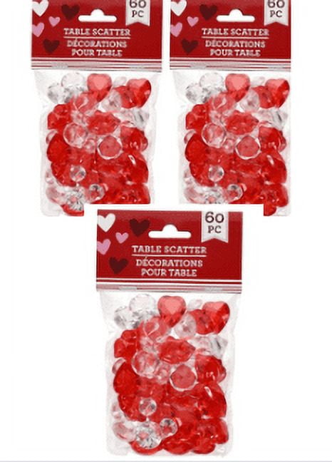 Valentine's Day Table Scatter Hearts Confetti, Red and Clear, 180 ...