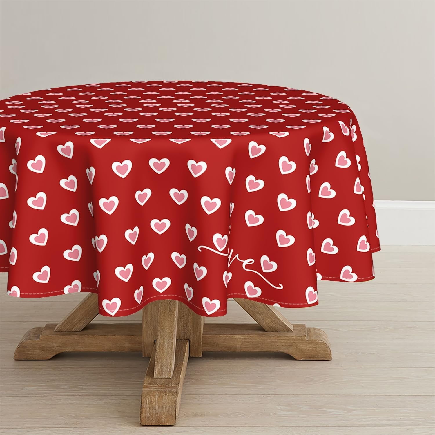Valentine''s Day Tablecloth 60×60 Inch Round, Cotton Candy Love Red ...