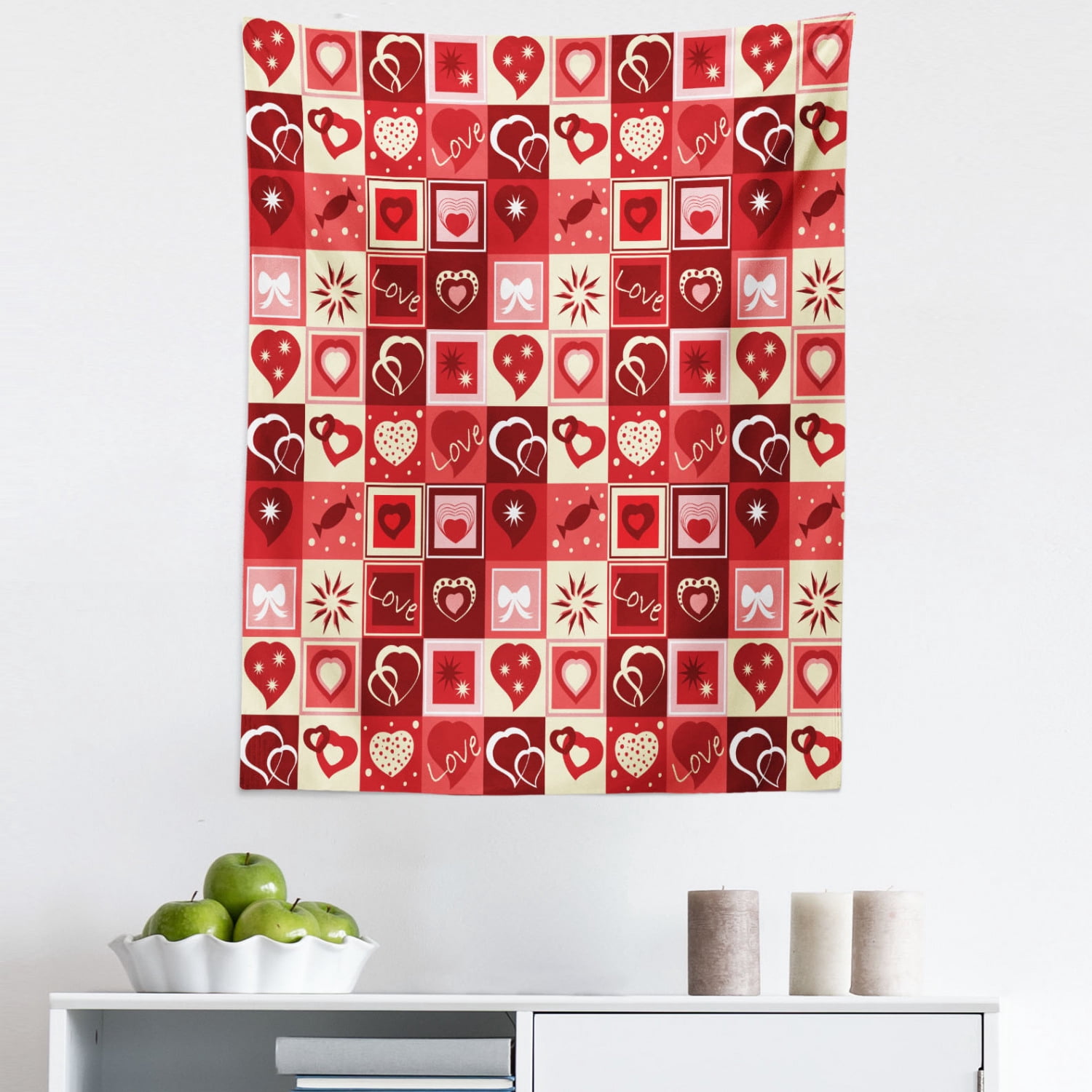 Valentine's Day Tapestry, Valentines Day Themed Frames Pattern with ...