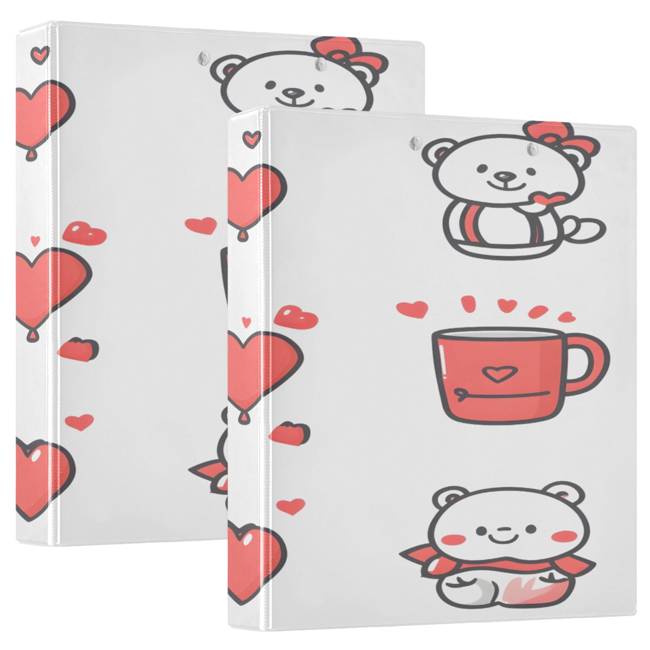 Valentine's Day Theme Icon 12.4x10.6in PVC Round Ring Binder, D-Ring 3 ...