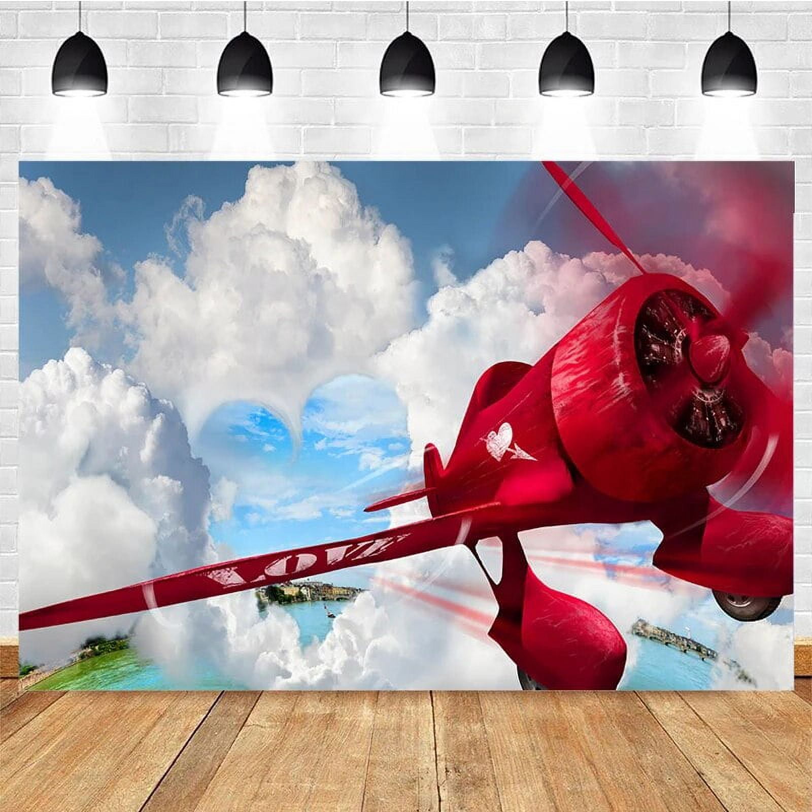 Valentine's Day Theme Photography Background Love Red Airplane ...