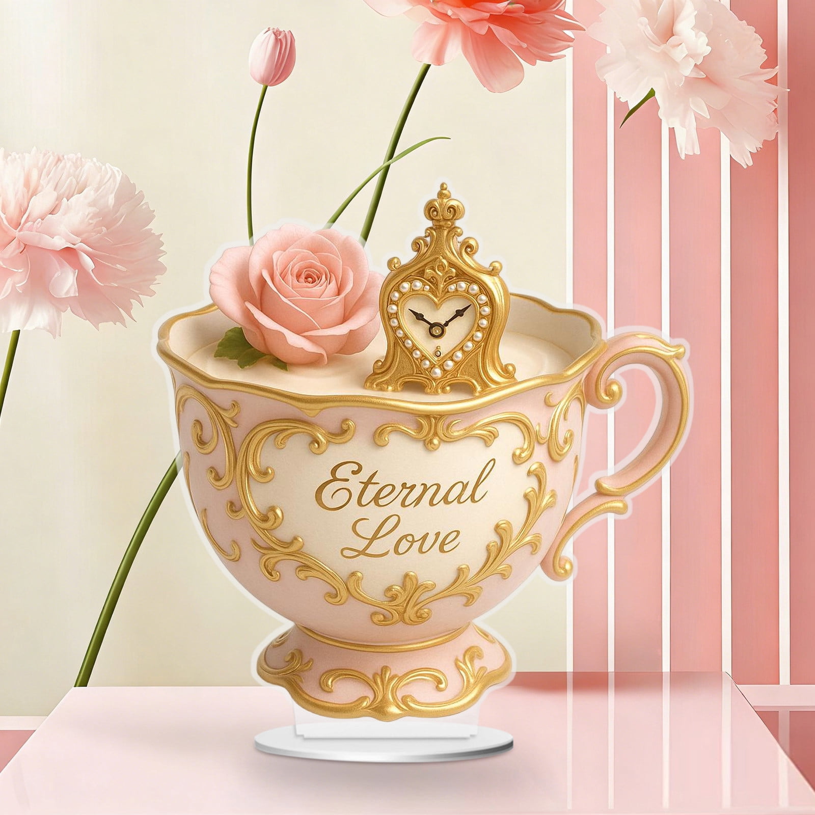 Valentine's Day Themed Acrylic Teacup Ornaments,Romantic Heart-Shaped ...