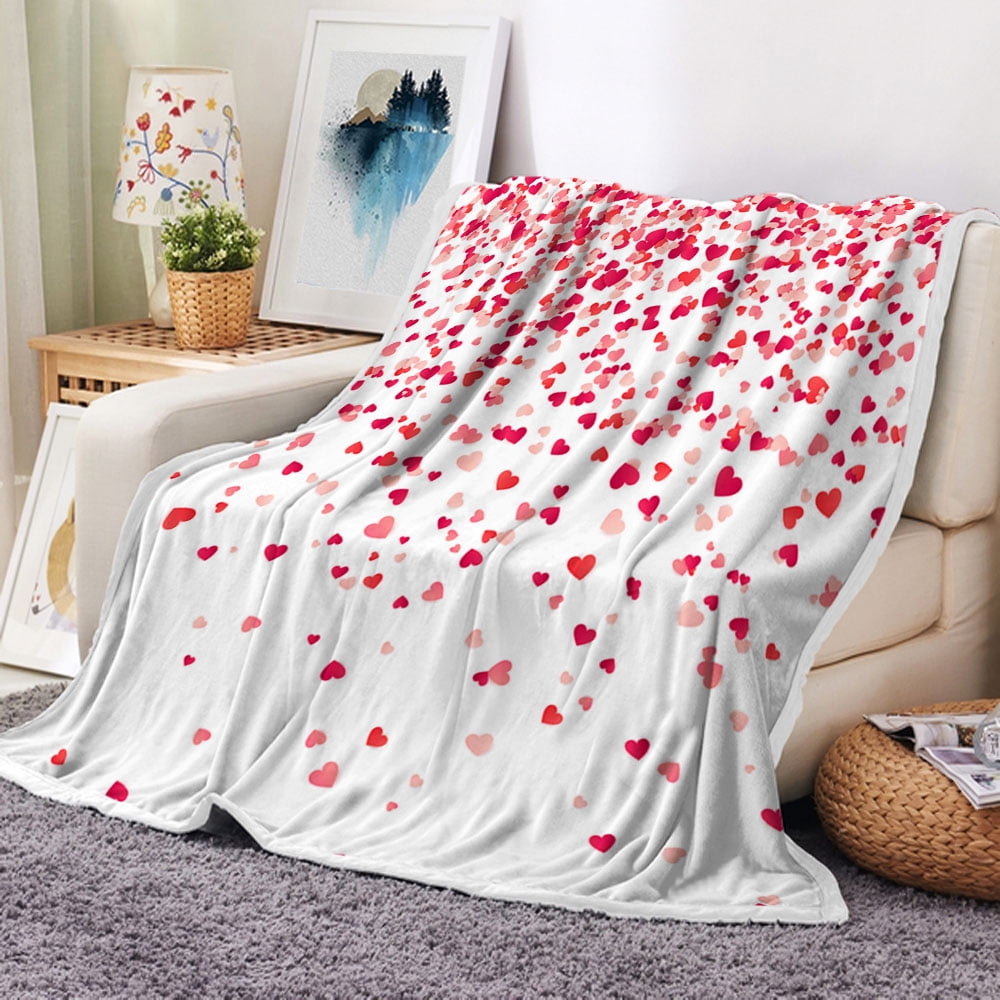 Valentine's Day Throw Blanket, Romantic Falling Red Hearts Valentines ...