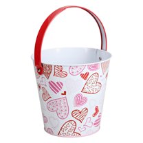 Valentine's Day Red Heart Scalloped Plastic Buckets 6.125x8.25 in ...