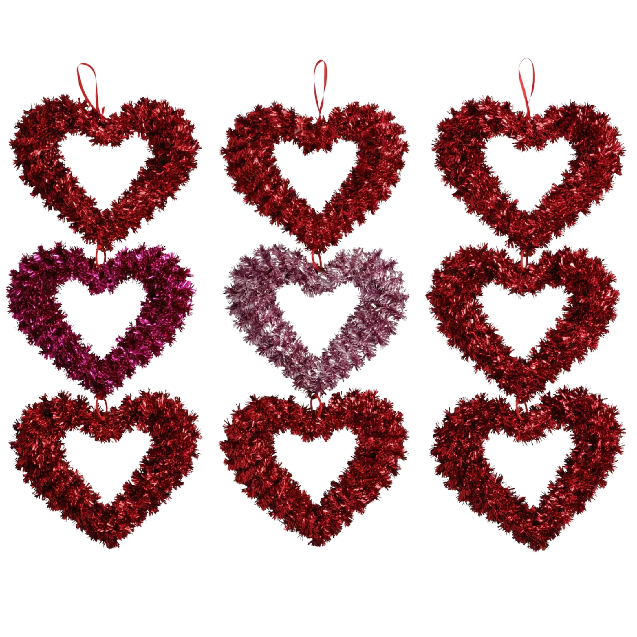 Valentine's Day Tinsel Triple Hanging Heart Decoration for Home Wall ...