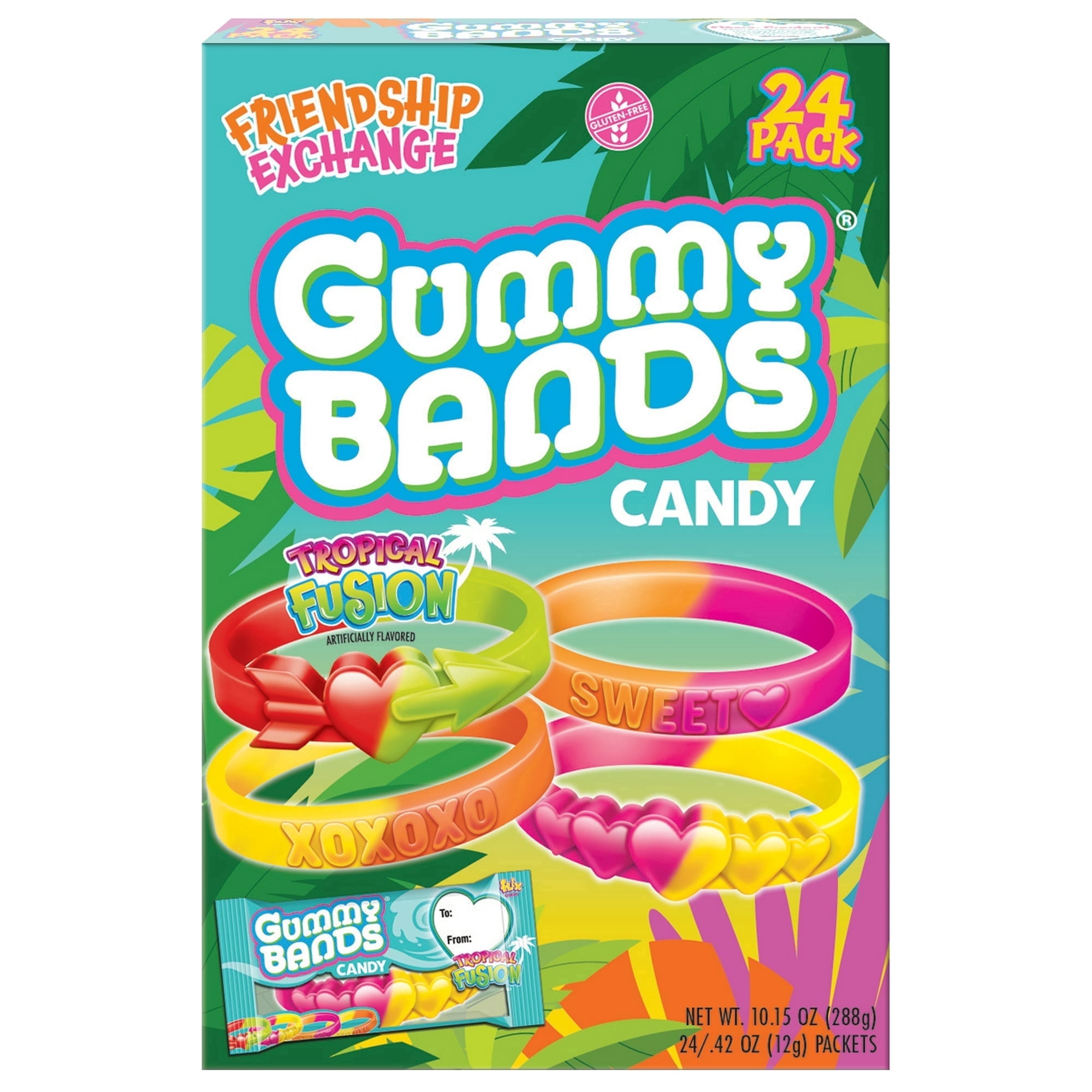 Valentine's Day Tropical Gummy Bands Candy Box - 24 Count - Walmart.com