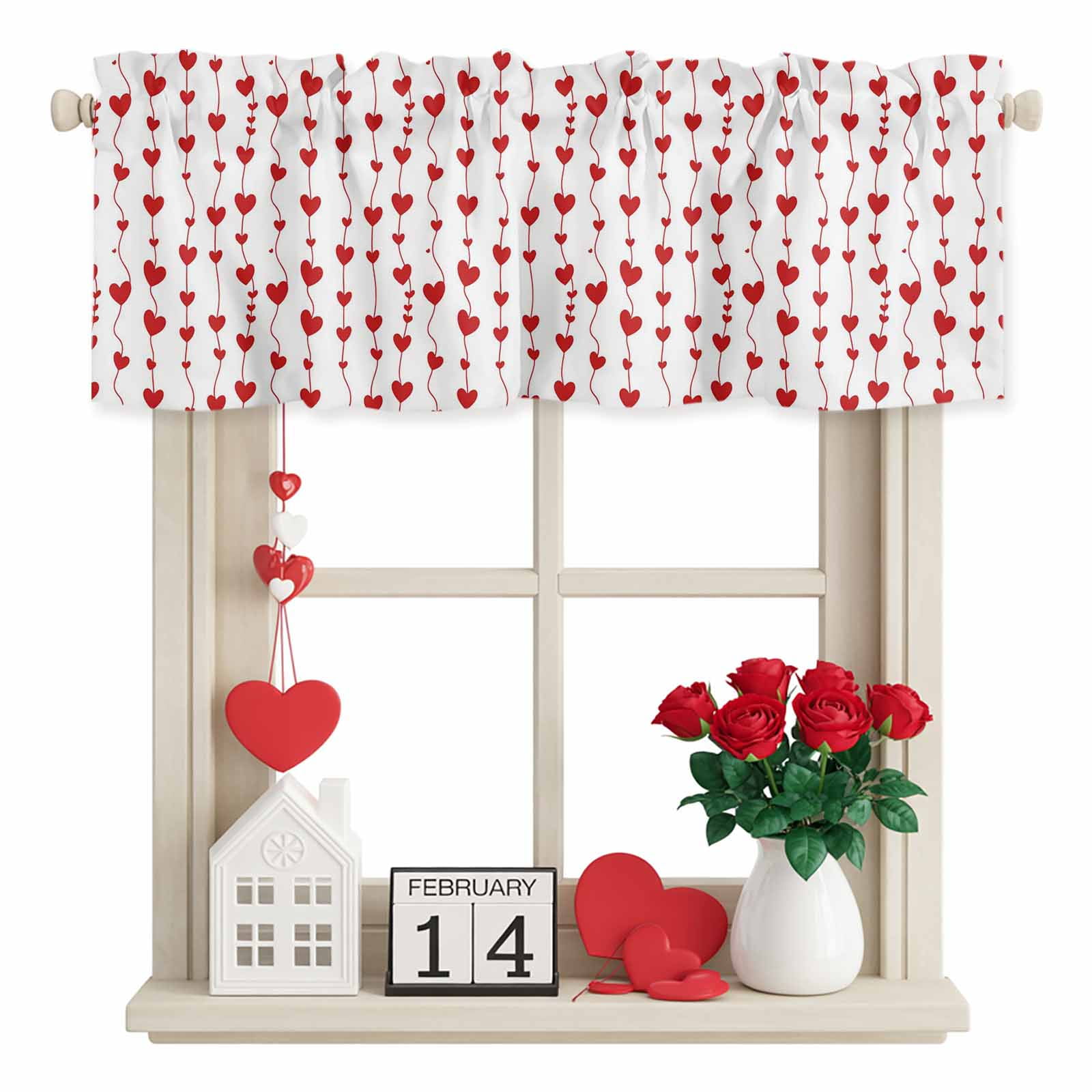 Valentine's Day Valance Curtain for Windows Hand-Painting Simple ...