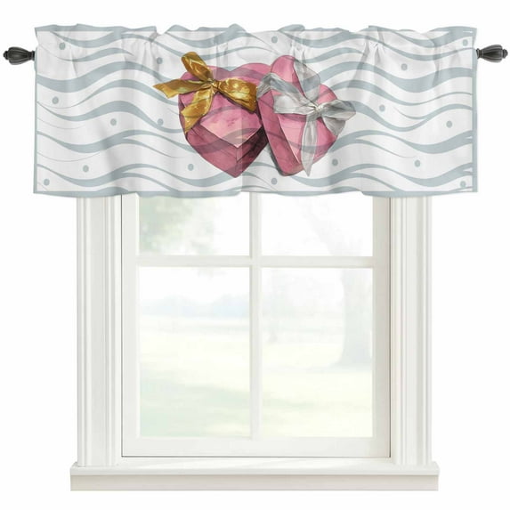Valentine's Day Valances for Windows Pink Love Bow Charity Box Grey ...