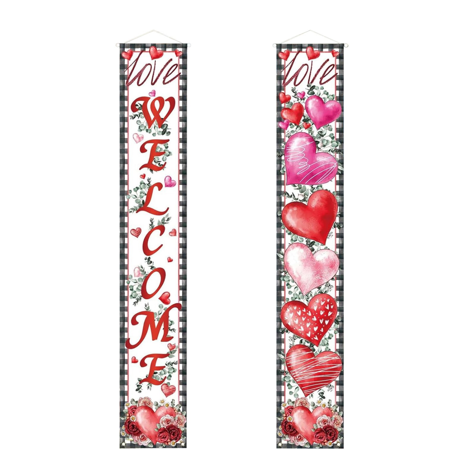 Valentine's Day Welcome Door Banner, 71x12 Inch Double-Sided Couplets ...