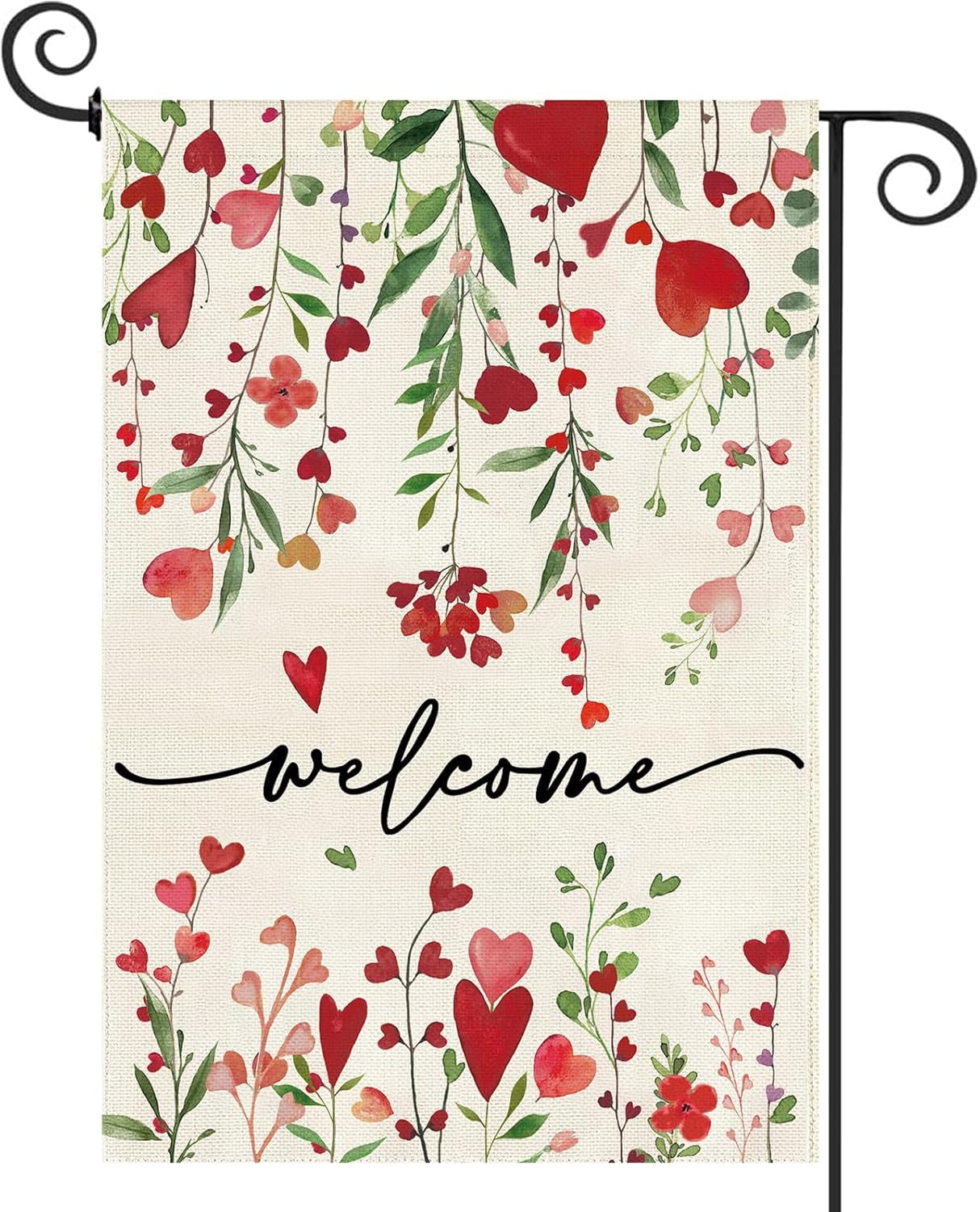 Valentine''s Day Welcome Garden Flag 12.5 x 18 Inch Vertical Double ...