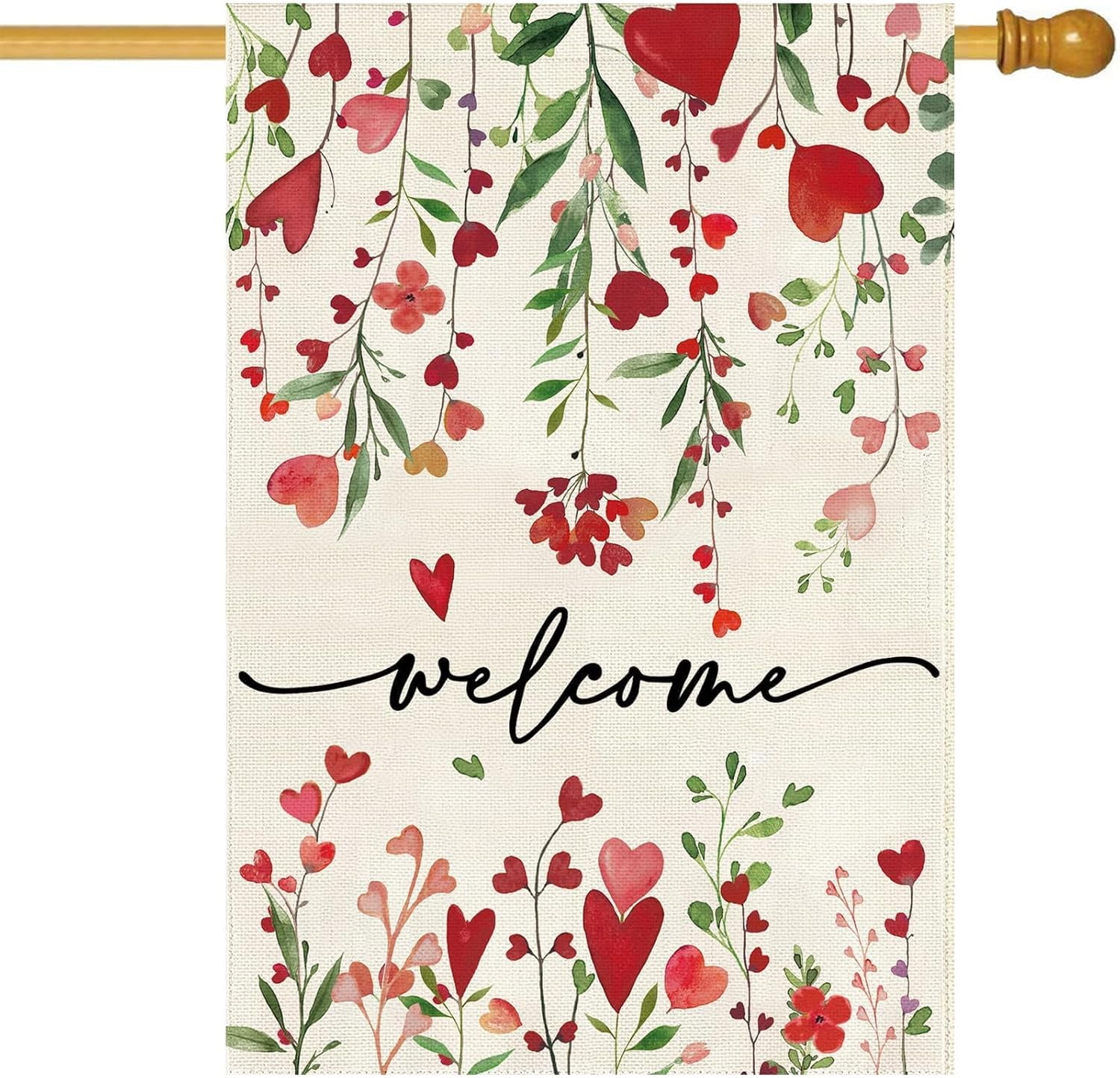 Valentine''s Day Welcome House Flag 28 x 40 Inch Double Sided Red Love ...