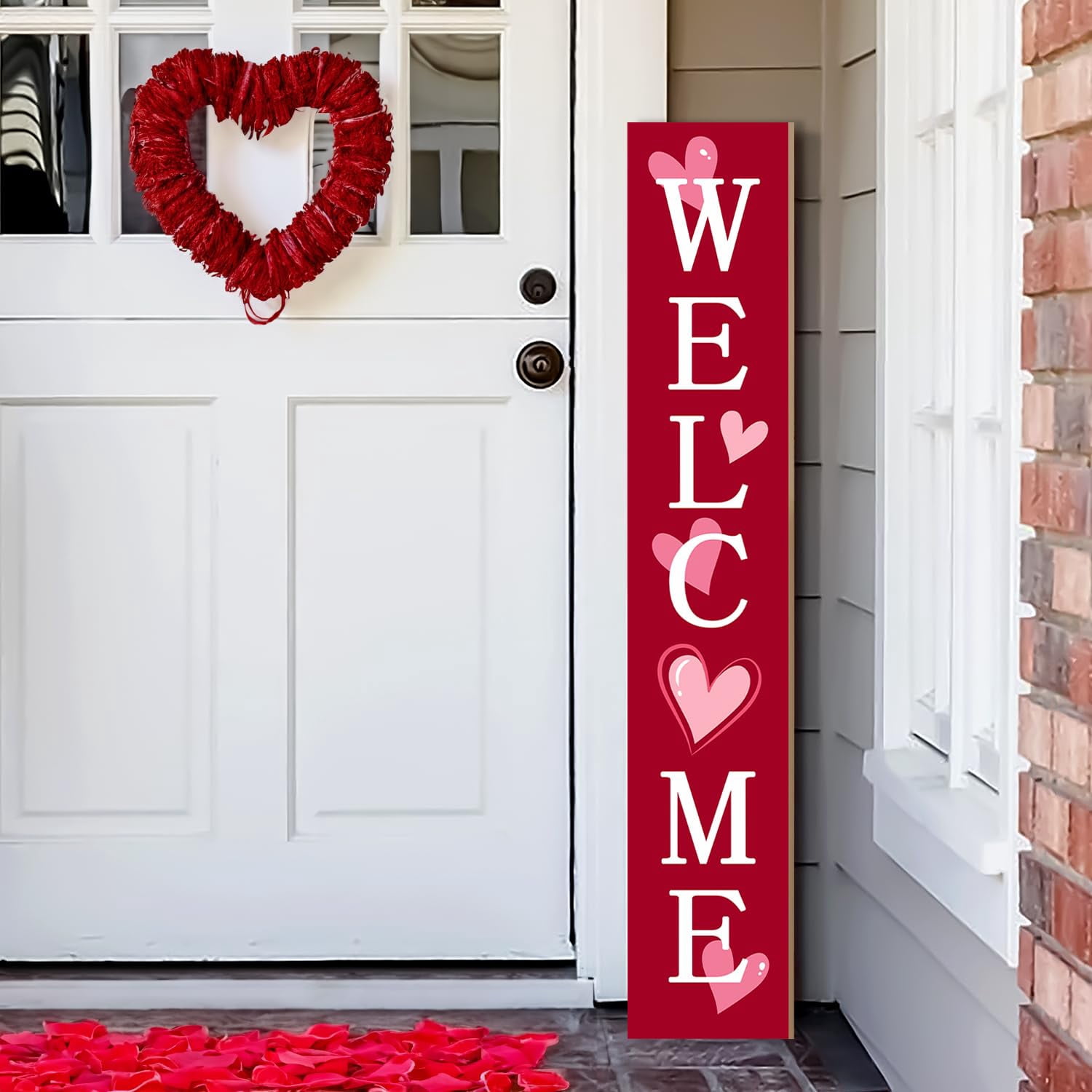 Valentine's Day Welcome Porch Sign Decor Love Wooden Hanging Sign Door ...
