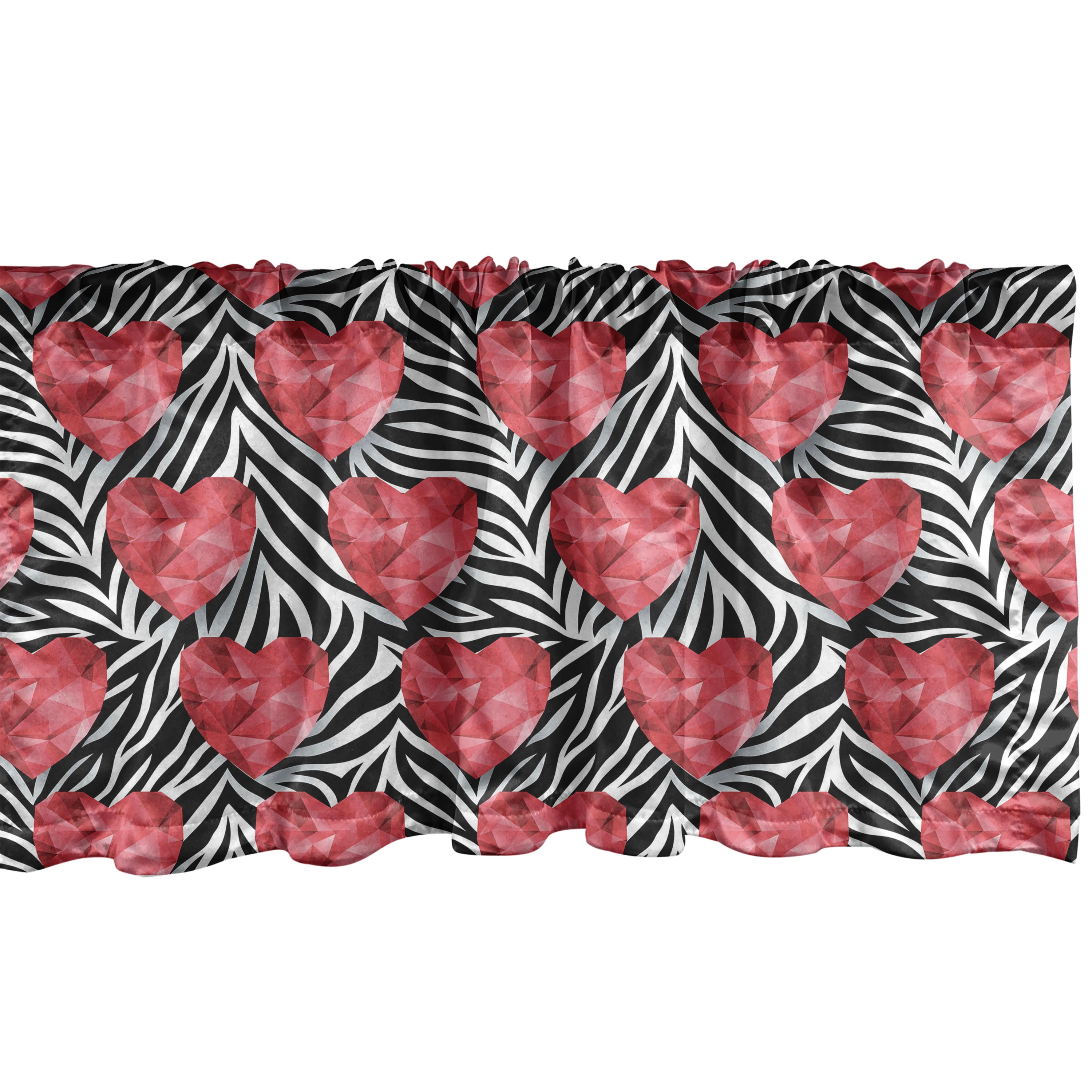 Valentine's Day Window Valance, Heart Shape Love Affection Zebra Skin ...