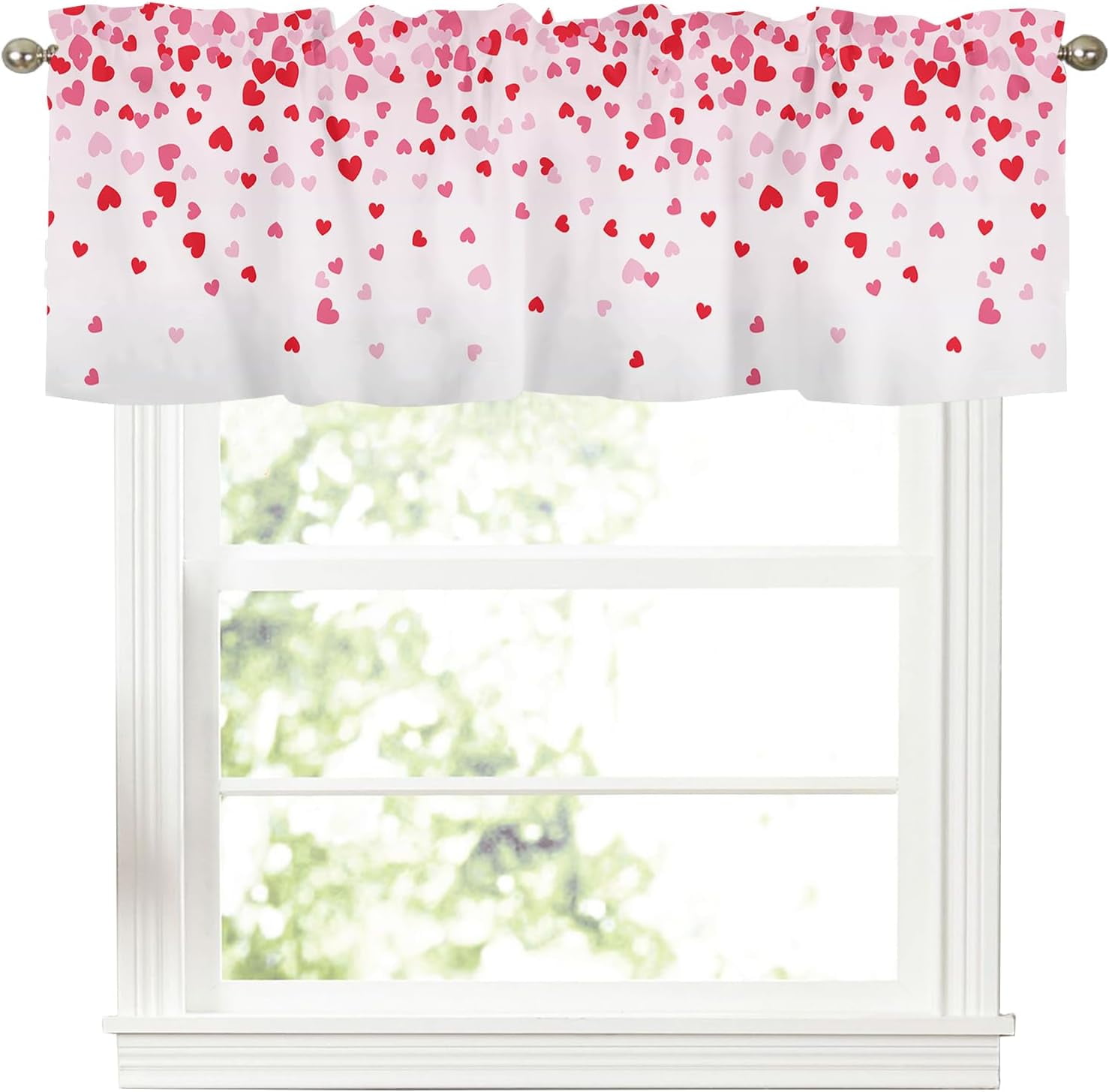 Valentine''s Day Window Valance for Kitchen Pink Love Heart Valances ...